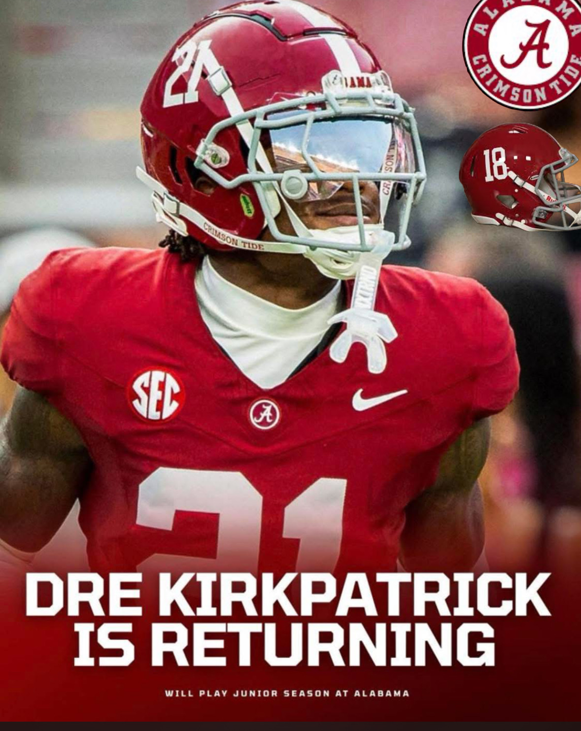 BREAKING: Alabama DB Dre Kirkpatrick Jr is RETURNING for the 2026 ...