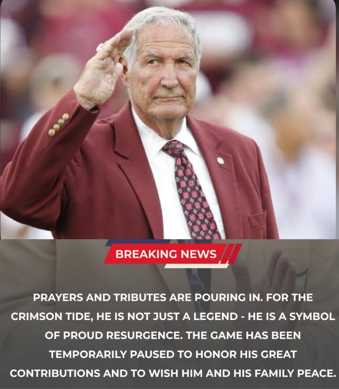 SAD NEWS: Gene Stallings , a legend closely associated with Alabama ...
